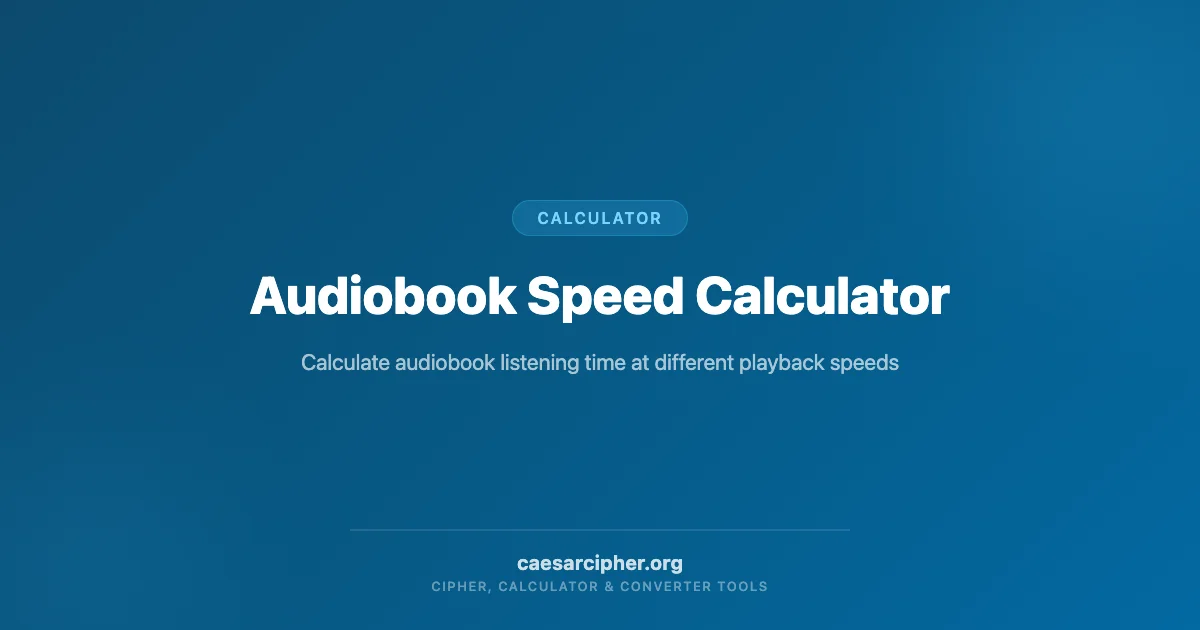 Audiobook Speed Calculator - Calculate Listening Time Free | Caesar Cipher