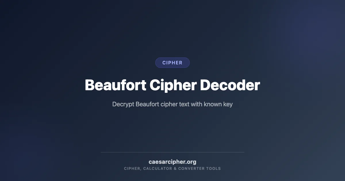 Beaufort Cipher Decoder - Free Online Decryption Tool | Caesar Cipher