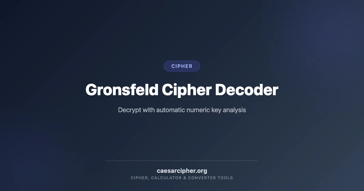 Gronsfeld Cipher Decoder — Free Online Decryption Tool | Caesar Cipher
