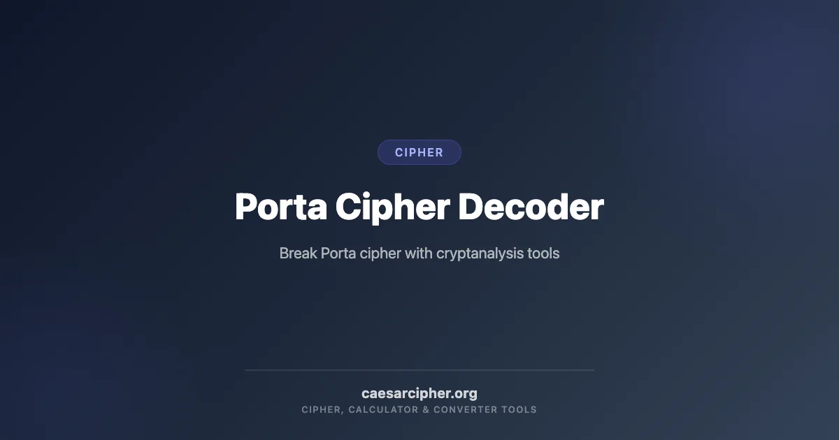 Porta Cipher Decoder: Advanced Cryptanalysis Tool | Caesar Cipher