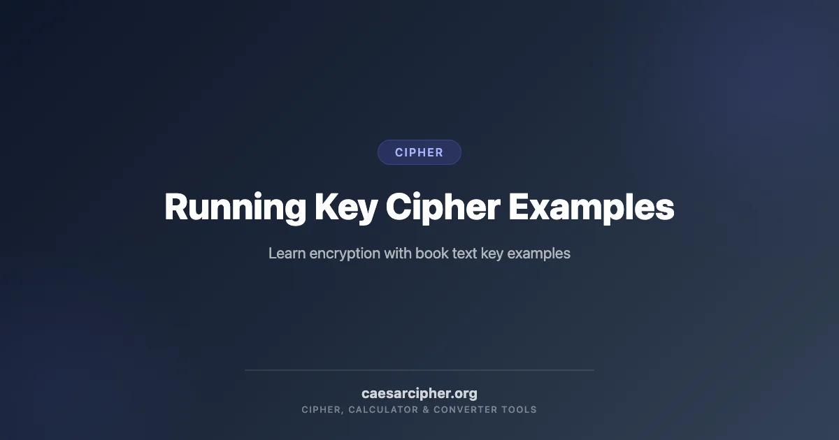 Running Key Cipher Examples & Tutorials | Caesar Cipher