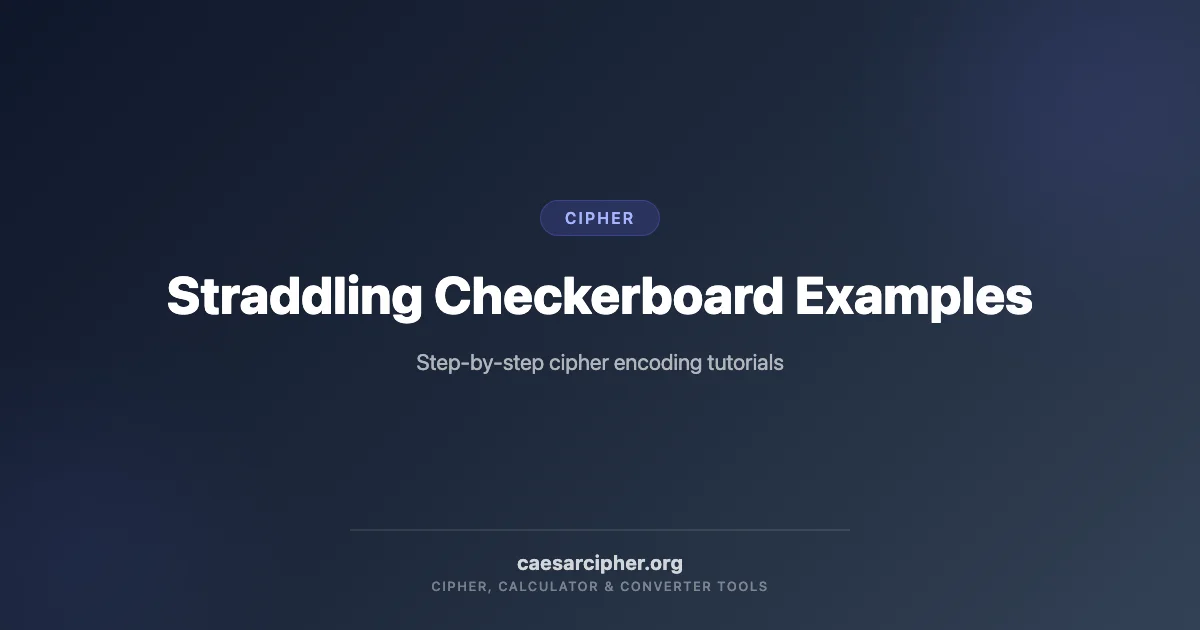 Straddling Checkerboard Cipher Examples & Tutorials